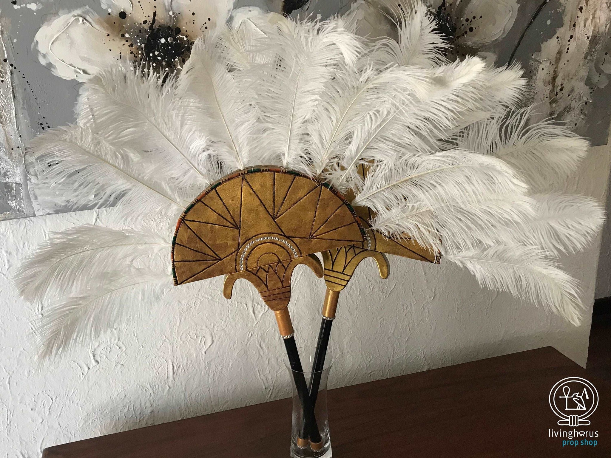 Ancient Egyptian Ostrich Feather Fans (Set of 2) – Living Horus Designs
