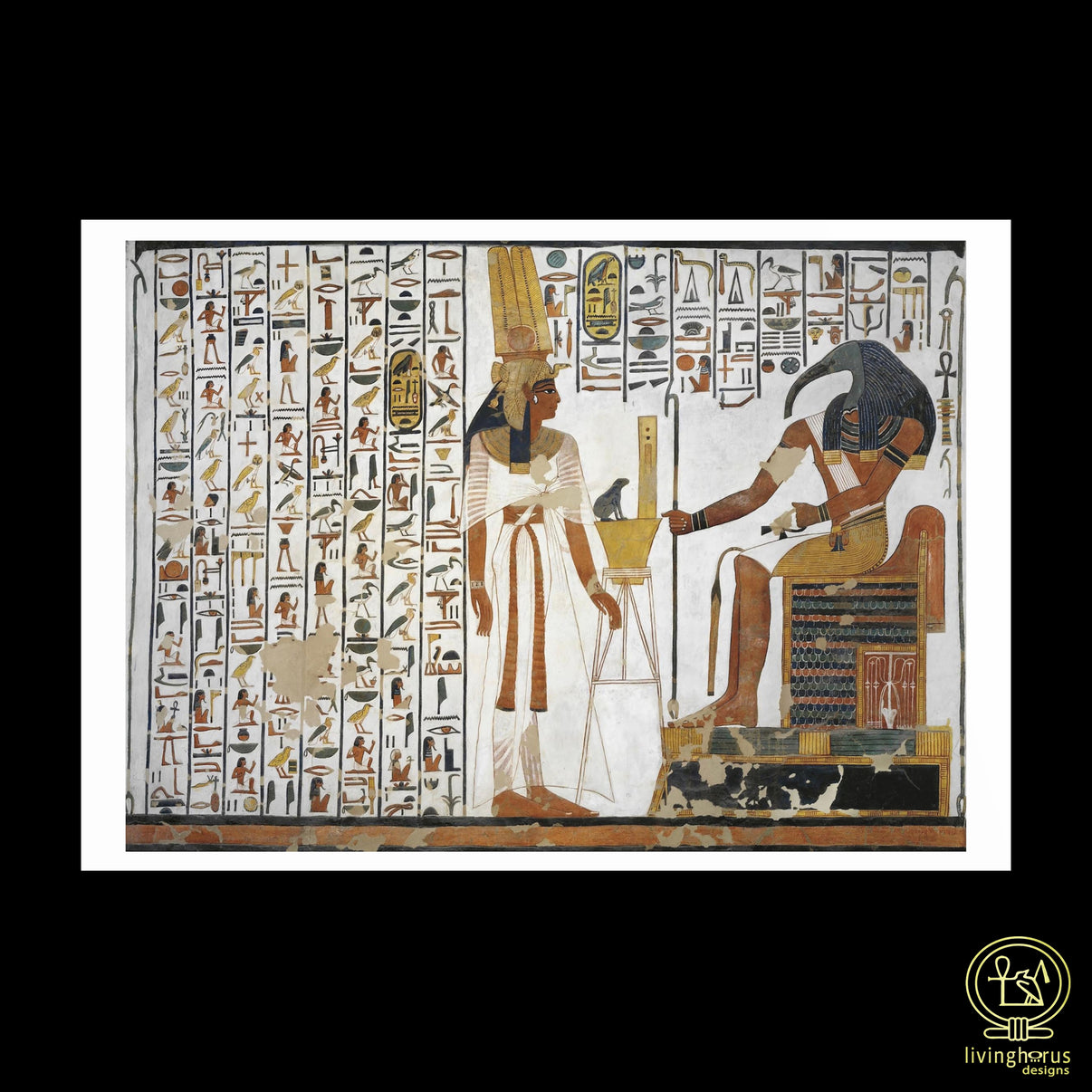 Queen Nefertari and the God Djehuti/Thoth - Wall Print – Living Horus ...